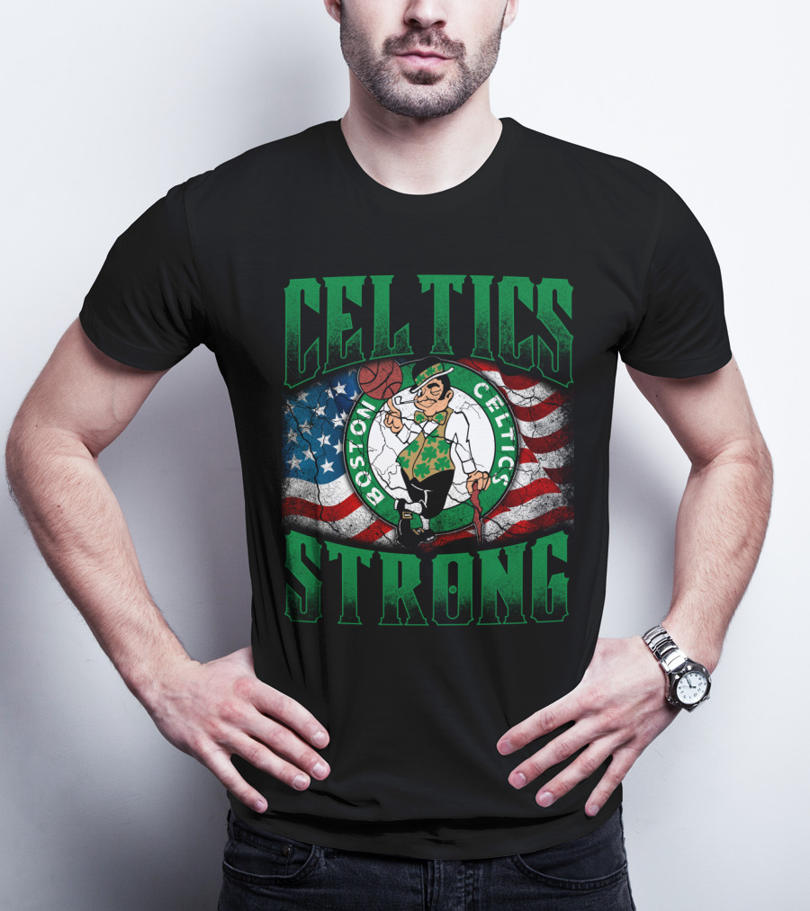 Celtics Strong Boston Celtics American Flag T-Shirt