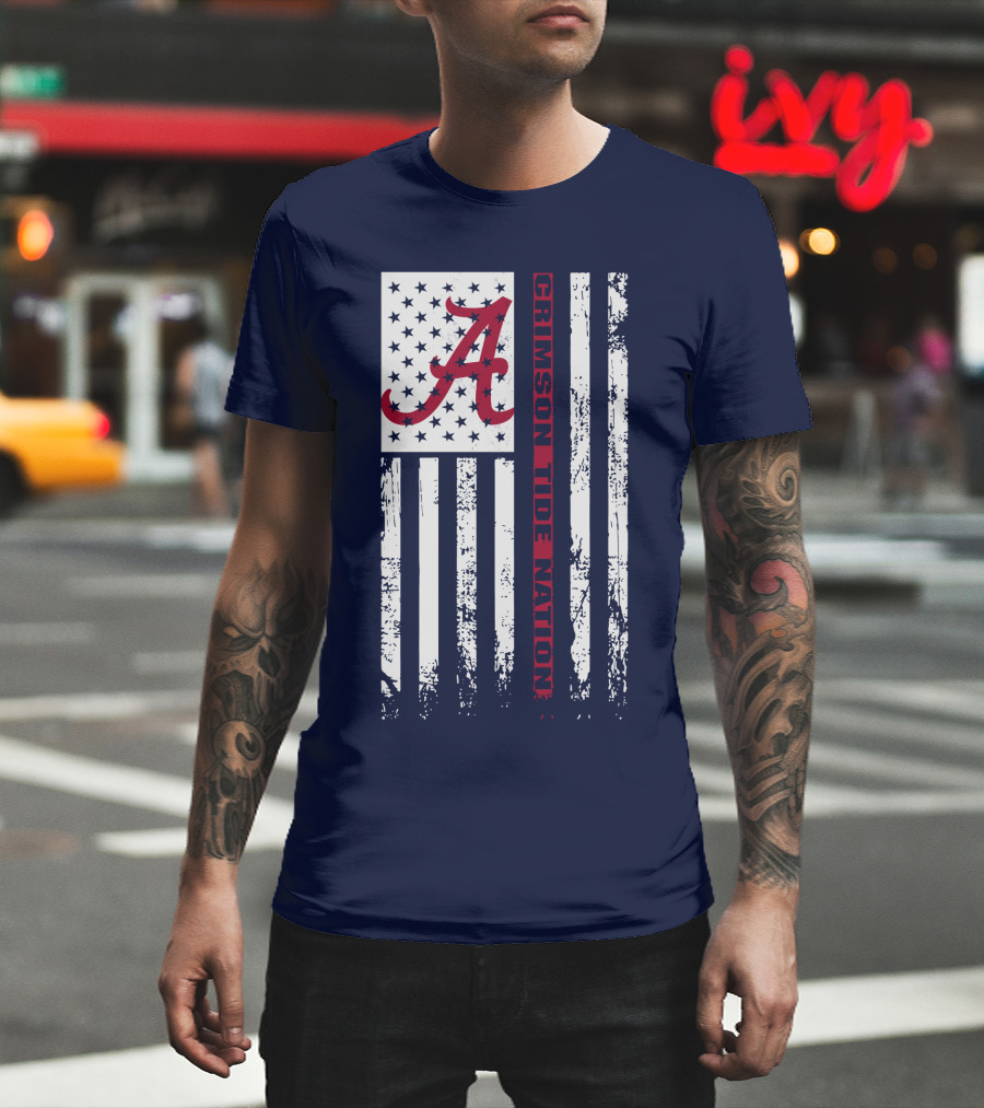 A Crimson Tide Nation Flag Stars Stripes Alabama T-Shirt