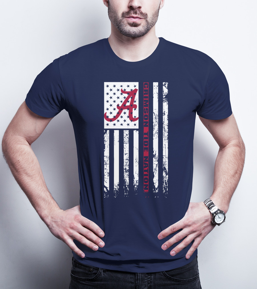 A Crimson Tide Nation Flag Stars Stripes Alabama T-Shirt