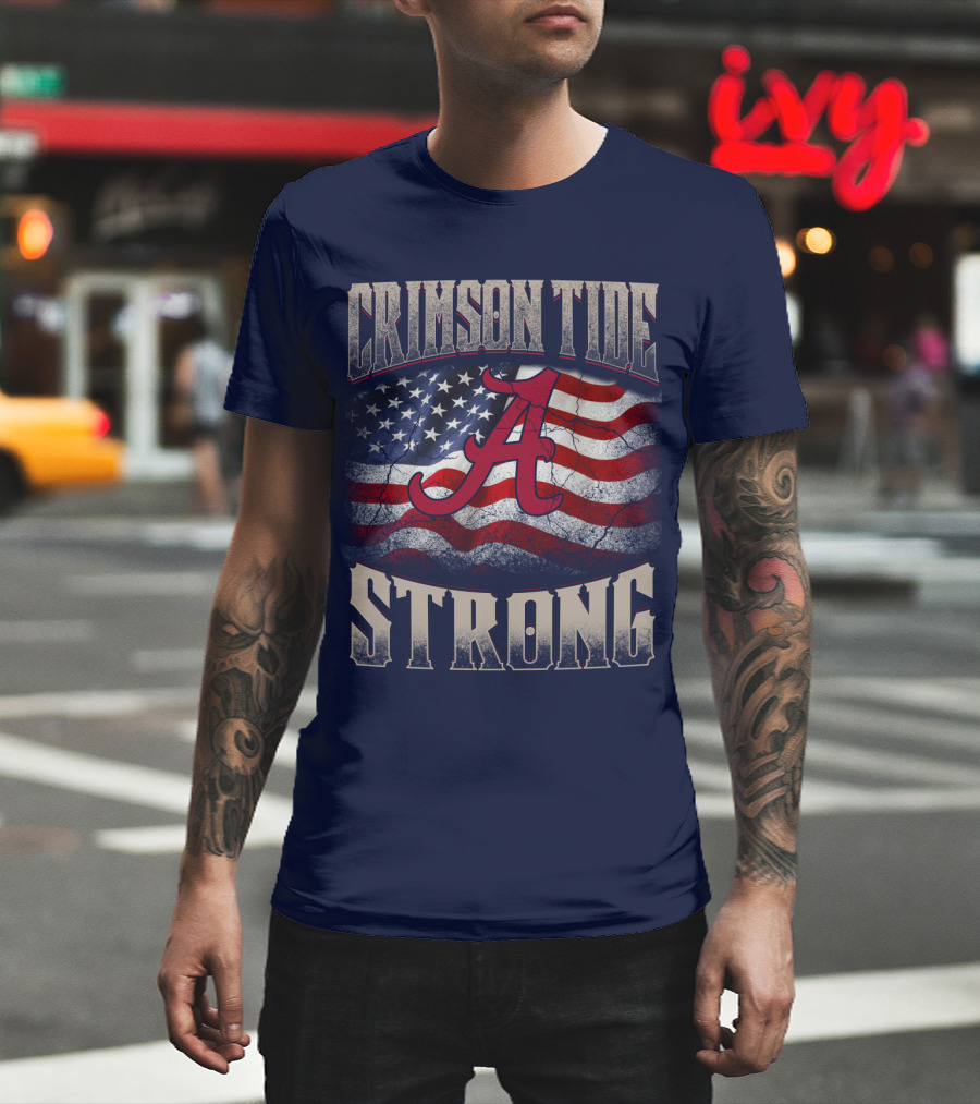 Crimson Tide Strong A American Flag T-Shirt