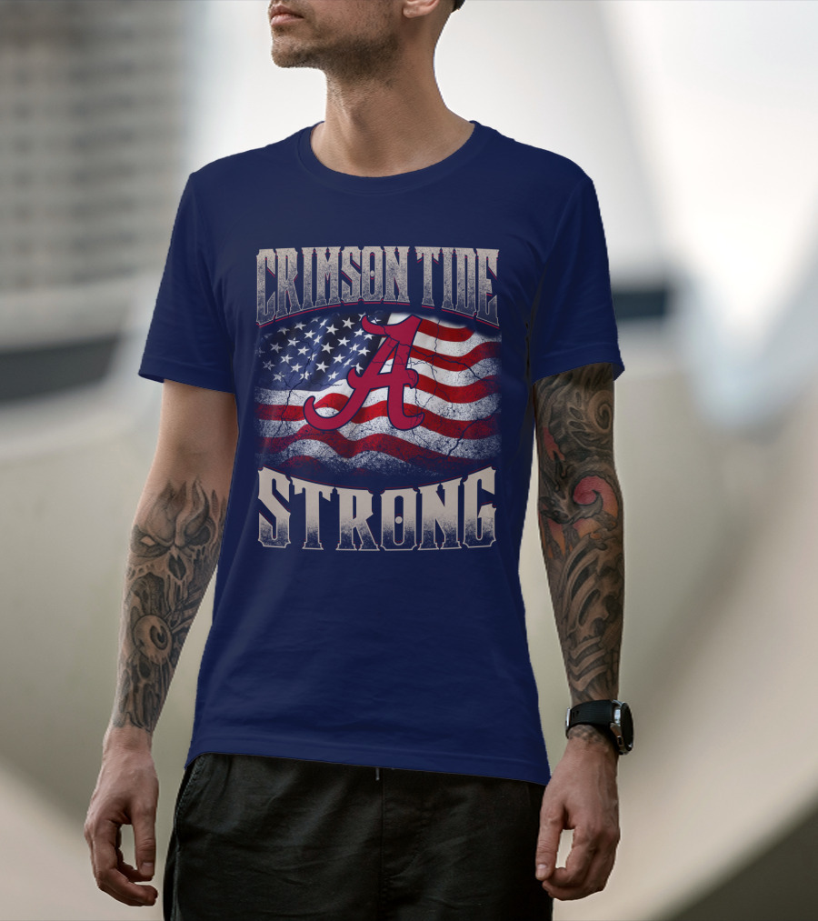 Crimson Tide Strong A American Flag T-Shirt
