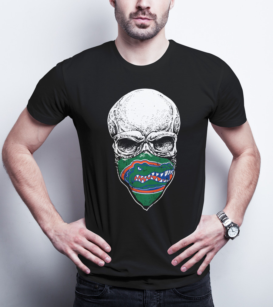 Florida Gators Skull With Team Logo Bandana T-Shirt