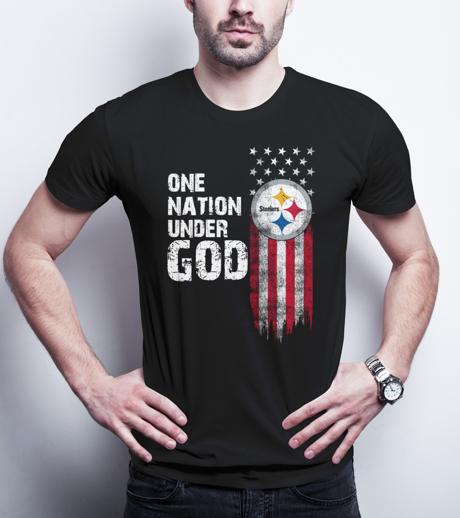 One Nation Under God Pittsburgh Steelers Flag Stars T-Shirt
