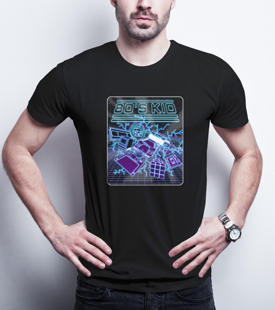 80'S Kid Retro Technology Neon Grid Nostalgia T-Shirt