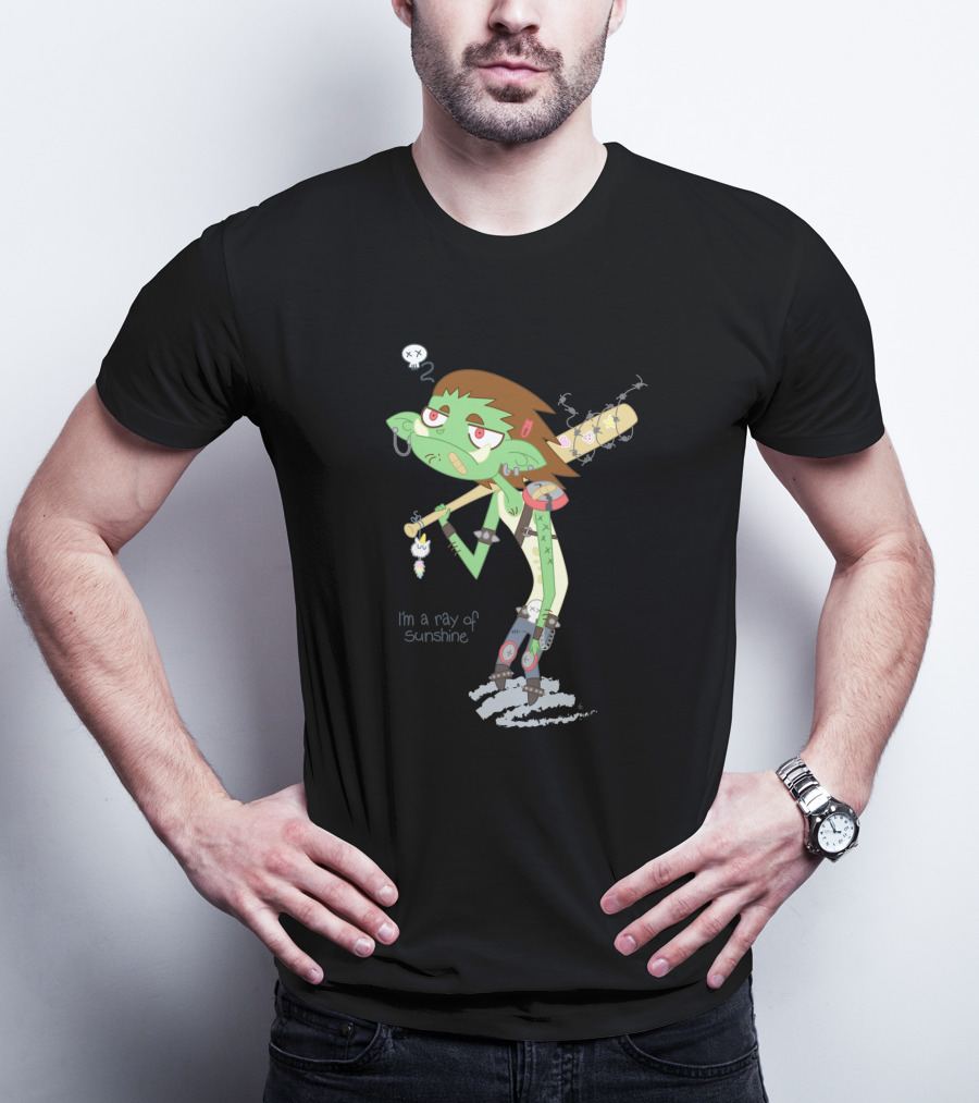 I'm A Ray Of Sunshine Happy Green Fellow Baseball Bat Cartoon Character T-Shirt