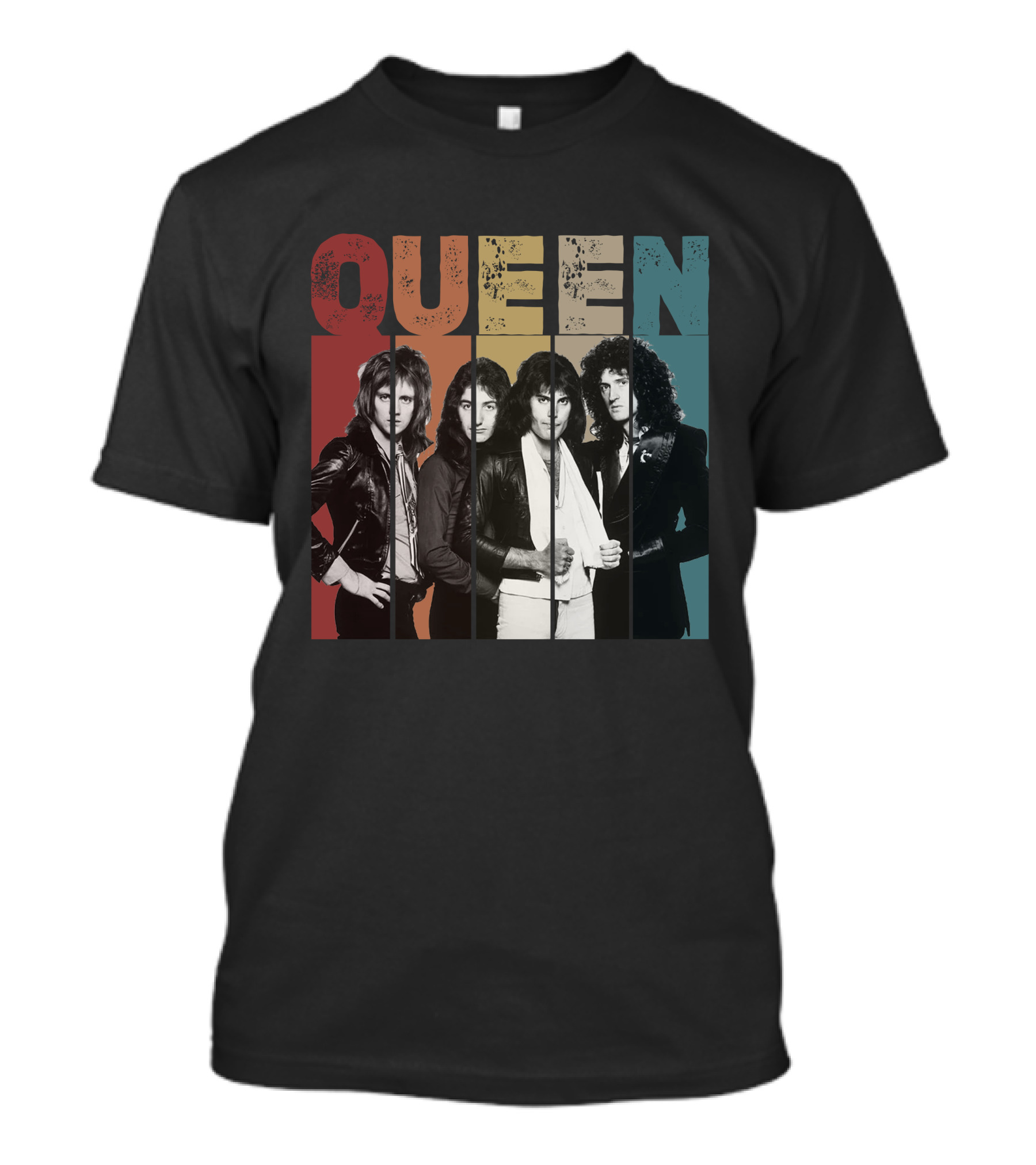 QUEEN Vintage Band Portrait Stripes T-Shirt