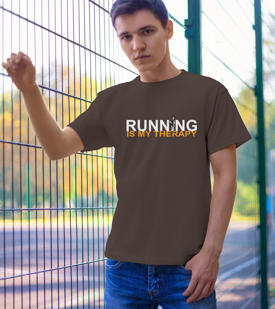 RUNNING IS MY THERAPY Jogger Icon In Letter N T-Shirt