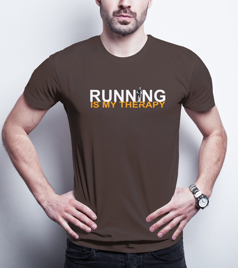 RUNNING IS MY THERAPY Jogger Icon In Letter N T-Shirt