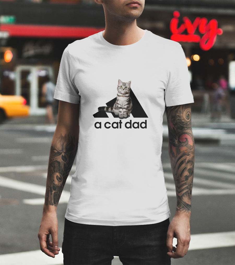 A Cat Dad Logo Style With Tabby Cat T-Shirt