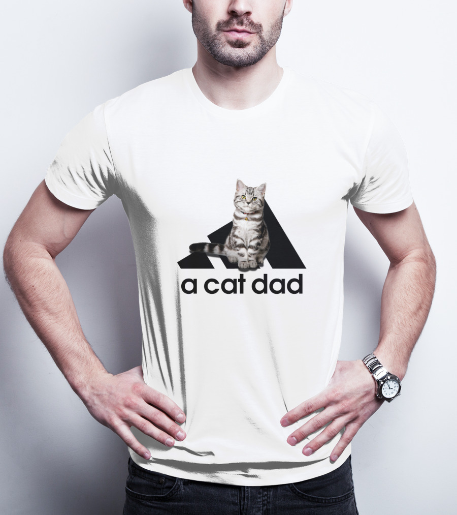 A Cat Dad Logo Style With Tabby Cat T-Shirt