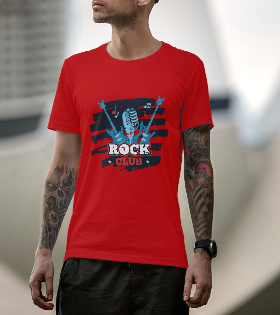 Rock Club Microphone And Guitars For Rock And Roll Hip Hop Rock Music T-Shirt