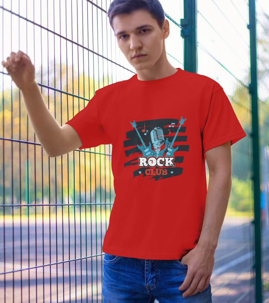 Rock Club Microphone And Guitars For Rock And Roll Hip Hop Rock Music T-Shirt
