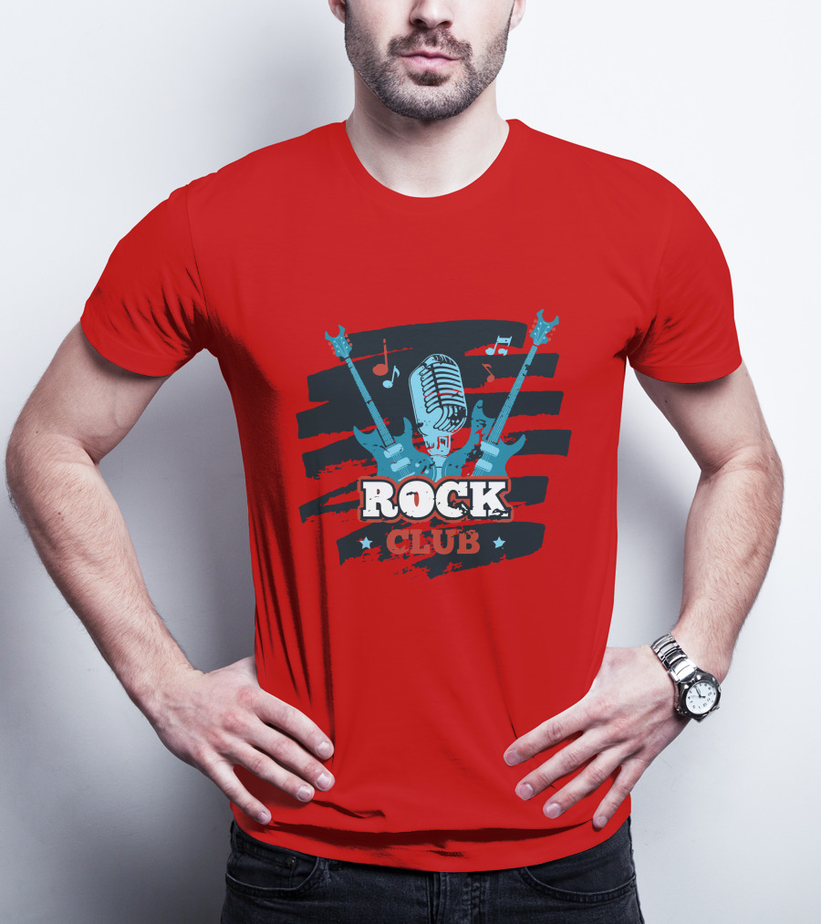 Rock Club Microphone And Guitars For Rock And Roll Hip Hop Rock Music T-Shirt