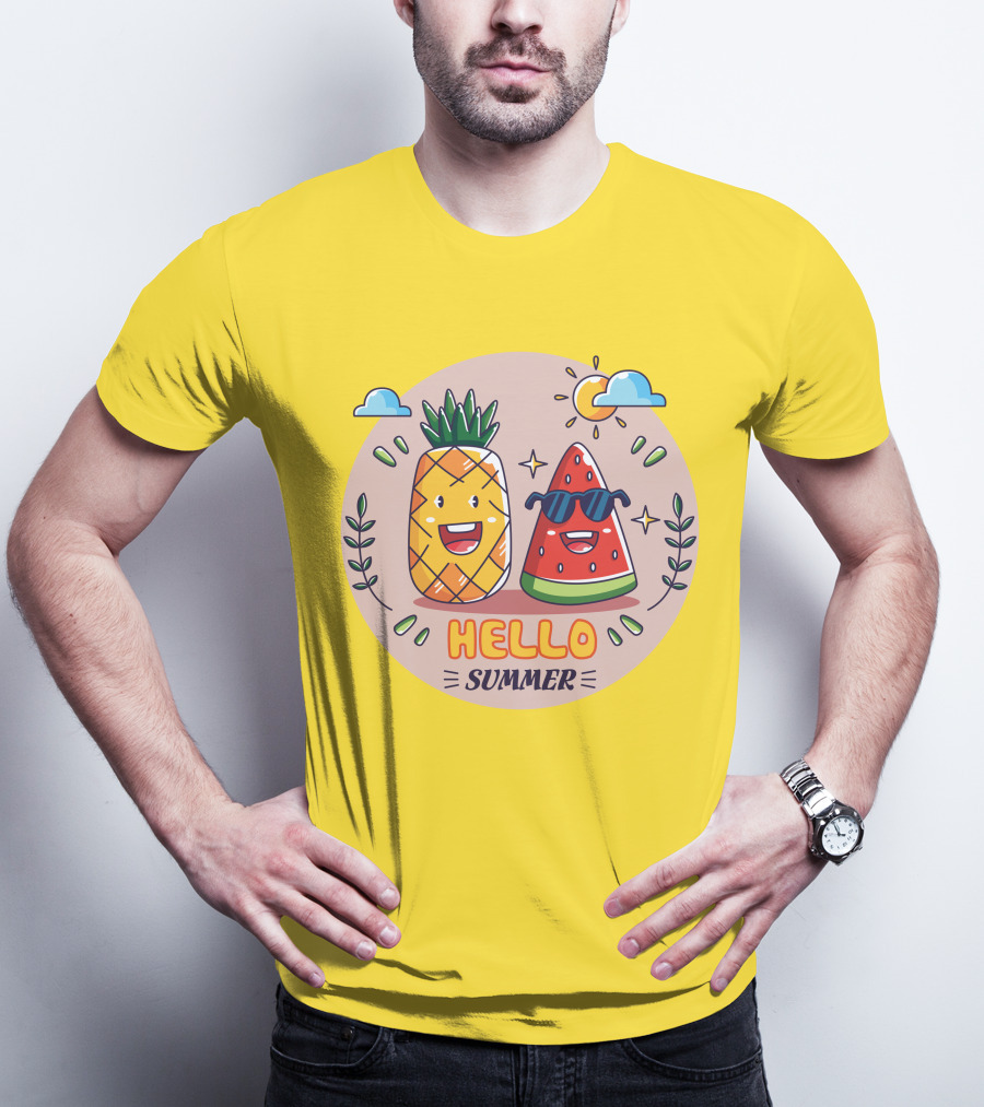 Hello Summer Pineapple And Watermelon Friends T-Shirt