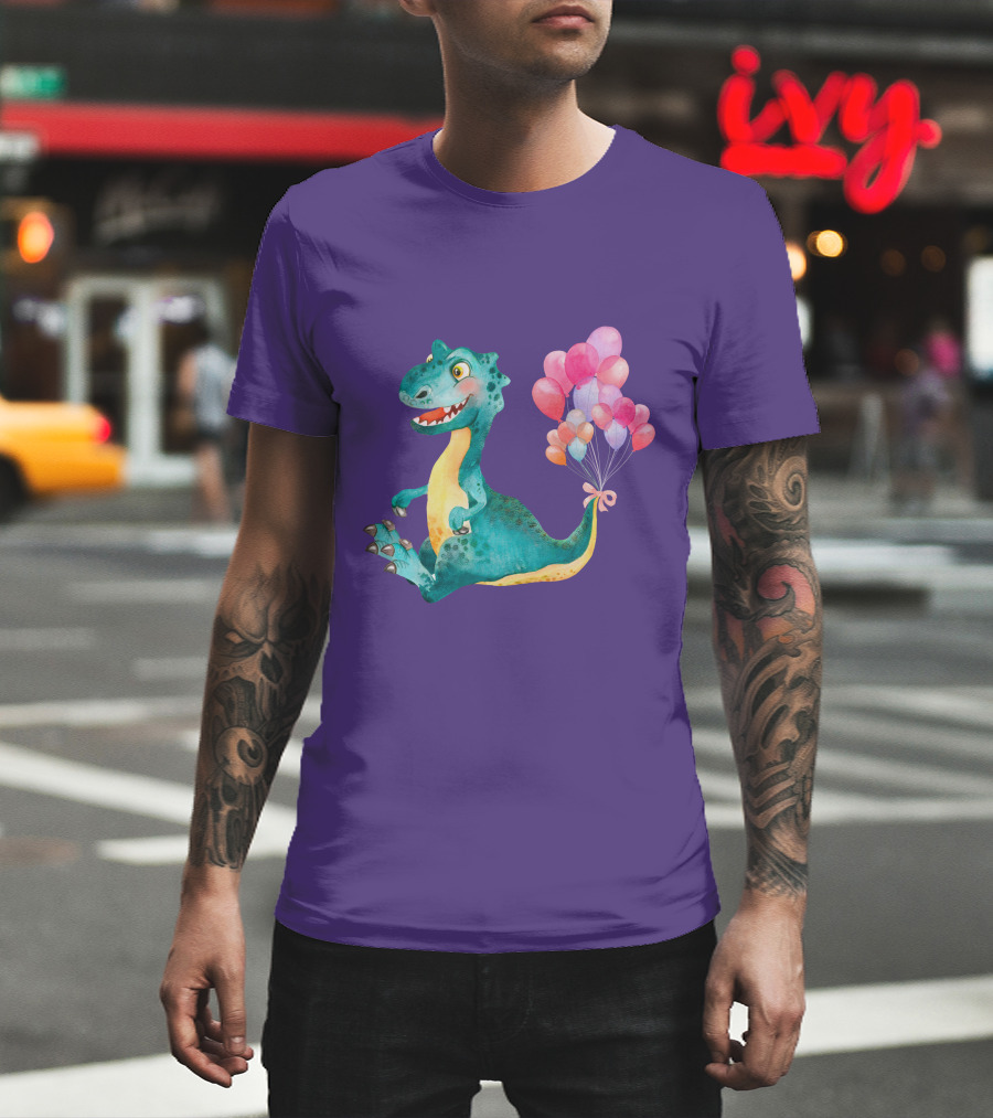 Dinosaur With Colorful Balloons T-Shirt
