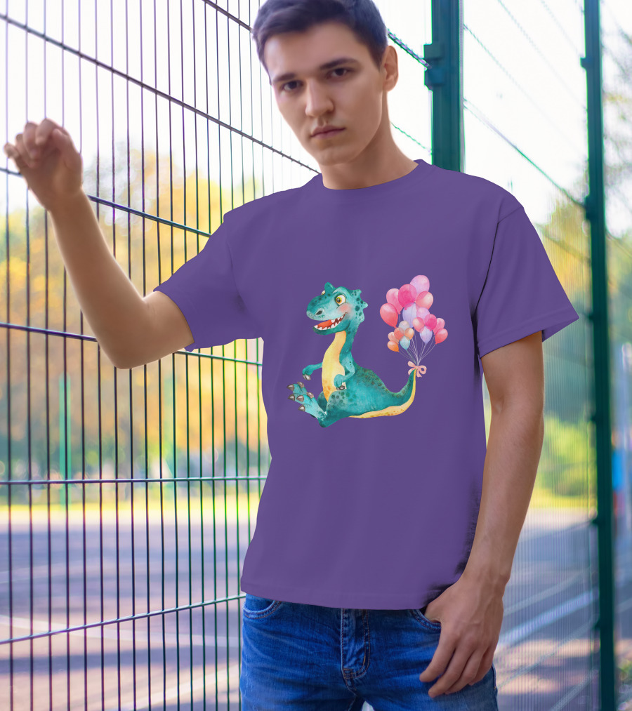 Dinosaur With Colorful Balloons T-Shirt