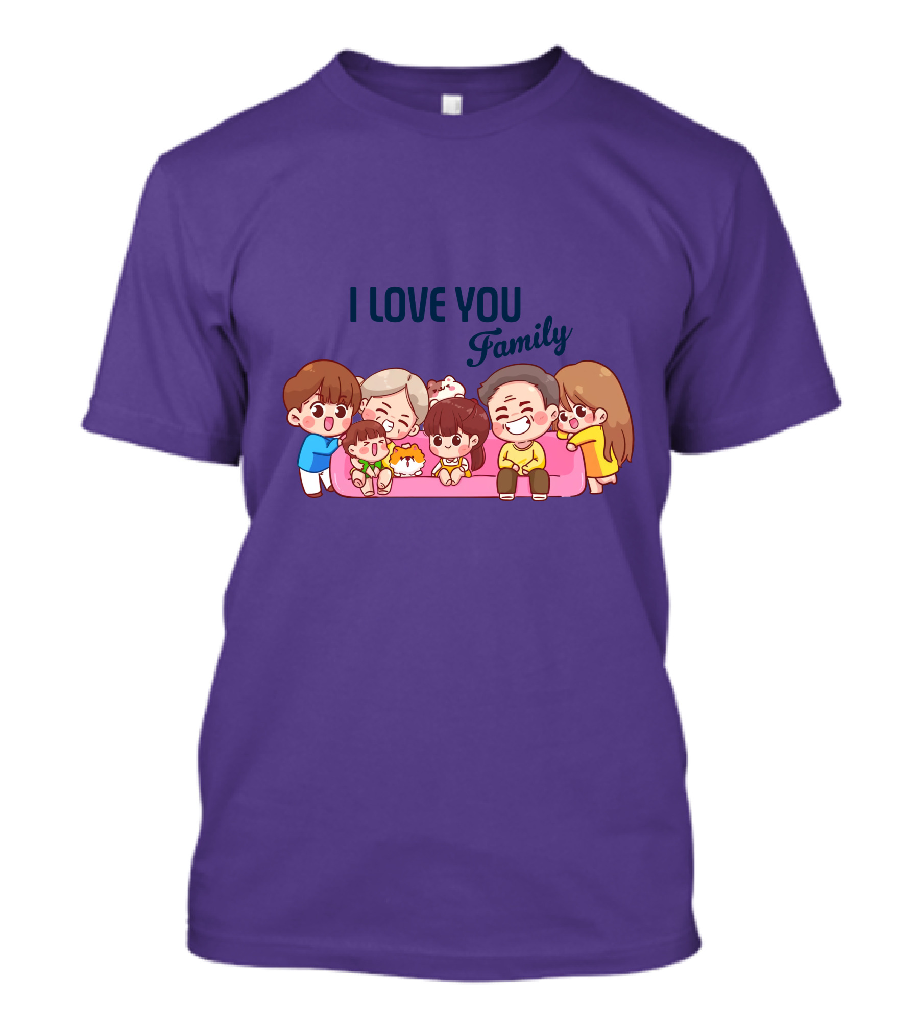 I Love You Family Cute Cartoon Characters Hugging亲爱的家庭 T-Shirt