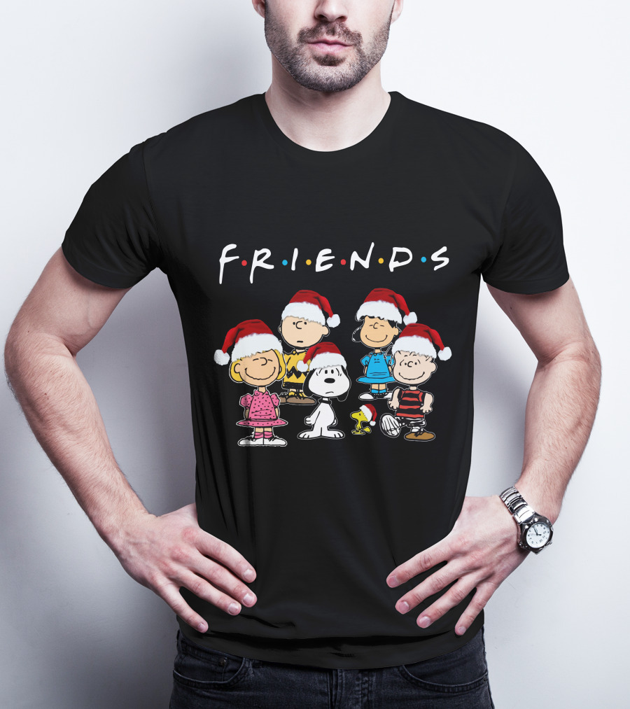 Friends Snoopy Christmas Peanuts Characters Santa Hats T-Shirt
