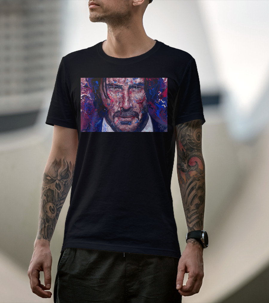 John Wick Keanu Reeves Colorful Paint Abstract T-Shirt