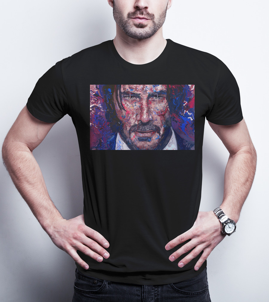 John Wick Keanu Reeves Colorful Paint Abstract T-Shirt