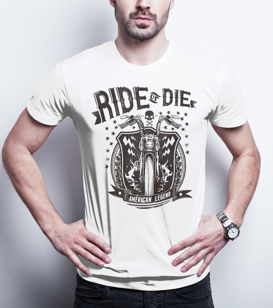 Ride Or Die American Legend Motorcycle Printing Label Fashion T-Shirt