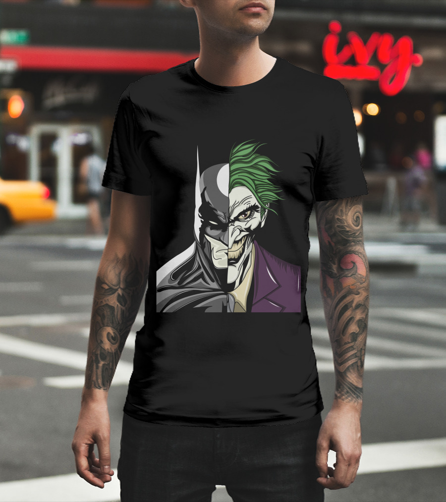 Split Face Batman Joker Fusion Iconic T-Shirt