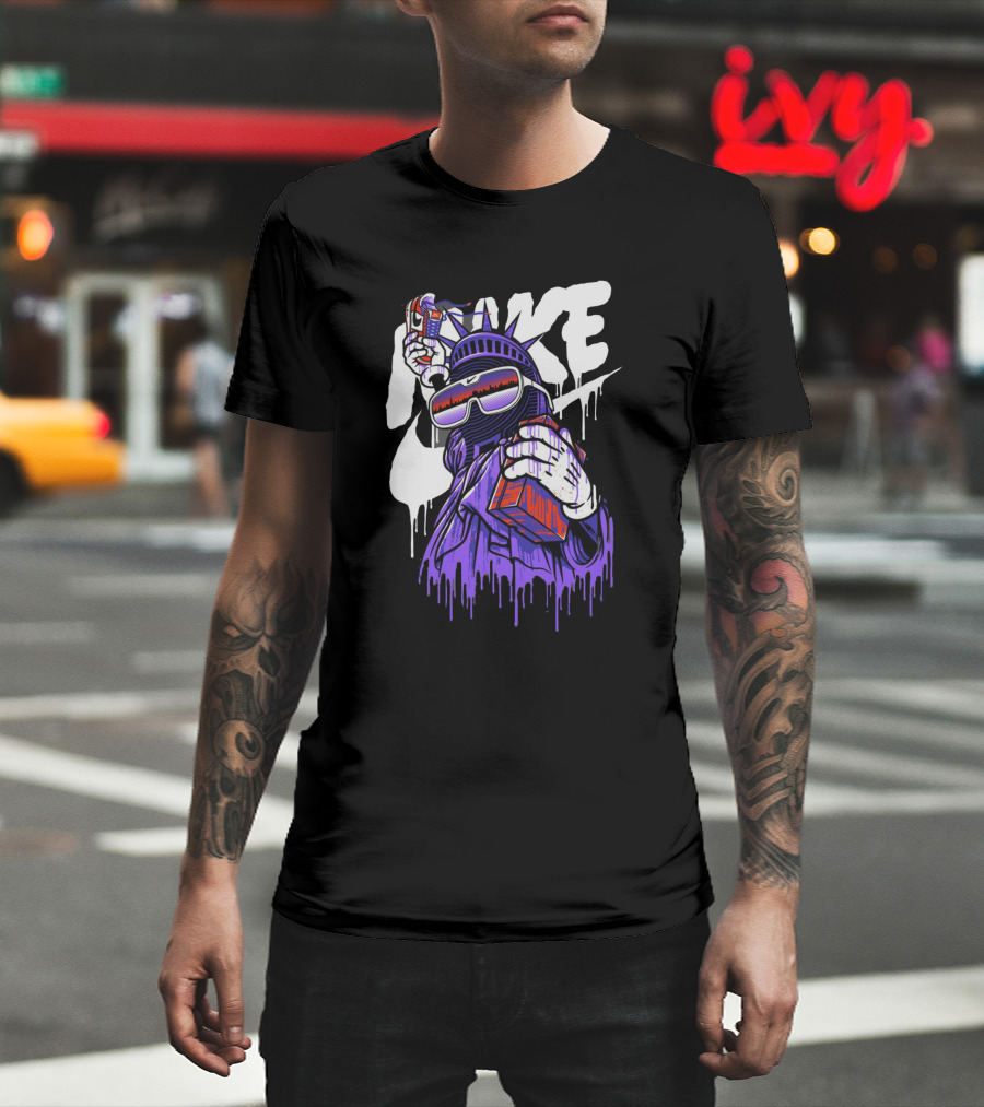 Hype Liberty Statue Remix With Retro Shades And Boom Box T-Shirt