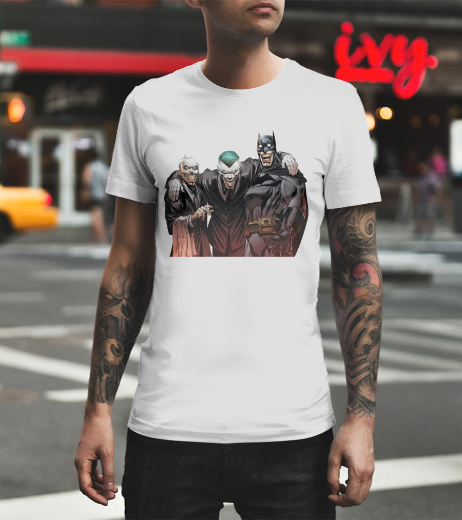 The Joker Batman Three-Face Grinning Trio T-Shirt