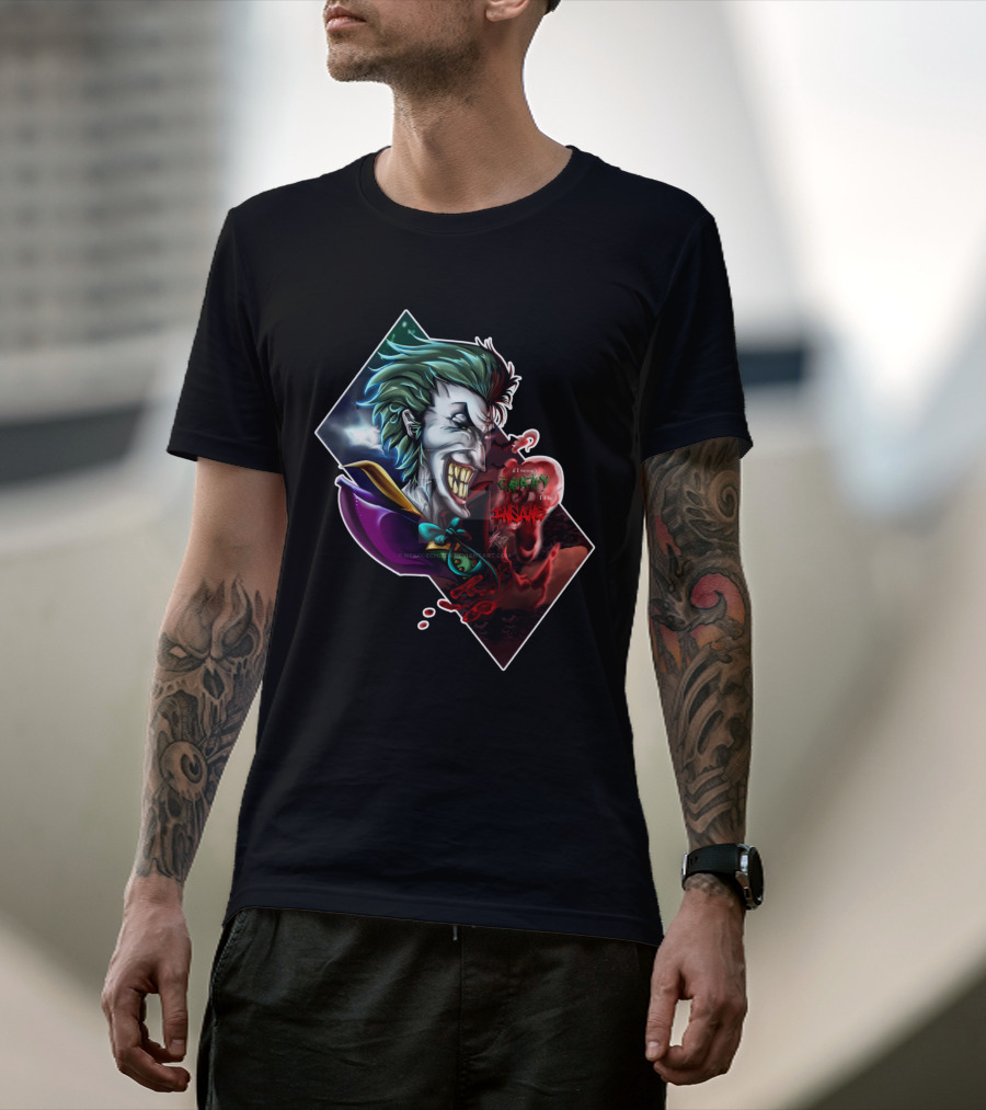 Joker Smile Green Hair Insane Laughter Grinning Villain Iconic Evil Persona T-Shirt