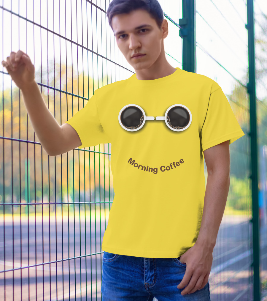 Morning Coffee Smile With Cup Glasses T-Shirt
