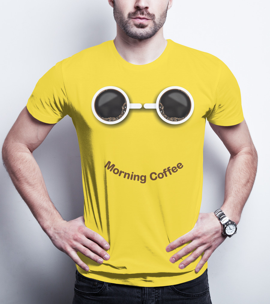 Morning Coffee Smile With Cup Glasses T-Shirt
