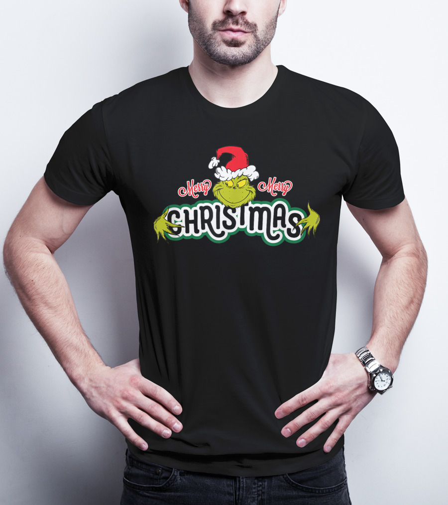 Merry Grinch Christmas Santa Hat T-Shirt