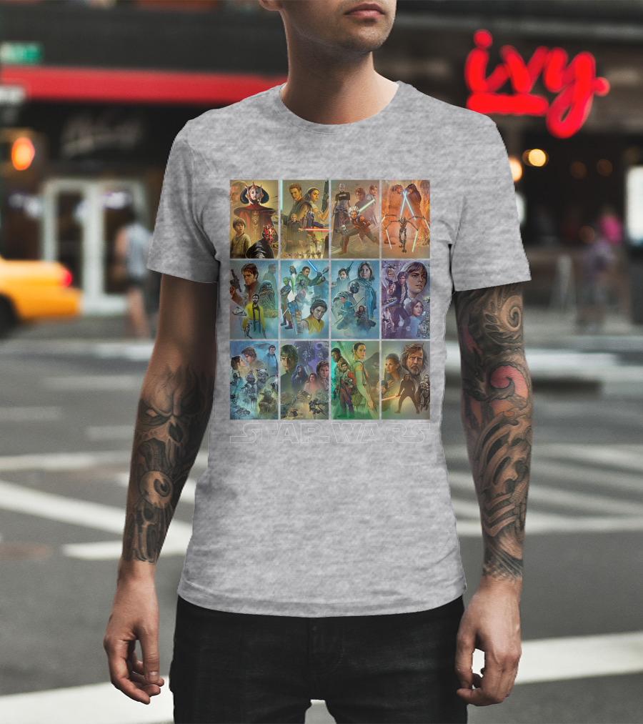 Star Wars Celebration Mural Panels Iconic Characters And Scenes T-Shirt