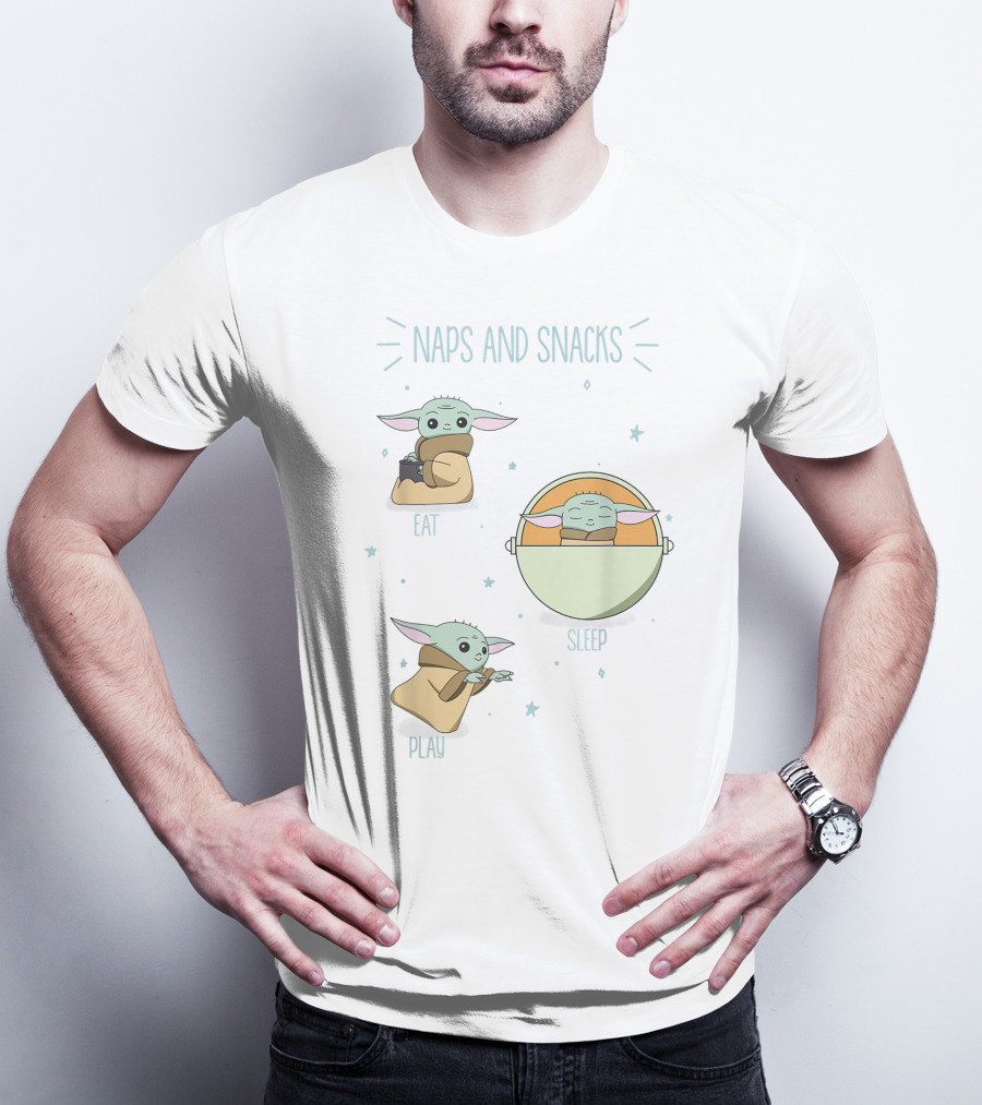 The Mandalorian The Child Eat Sleep Play Naps And Snacks Doodles T-Shirt