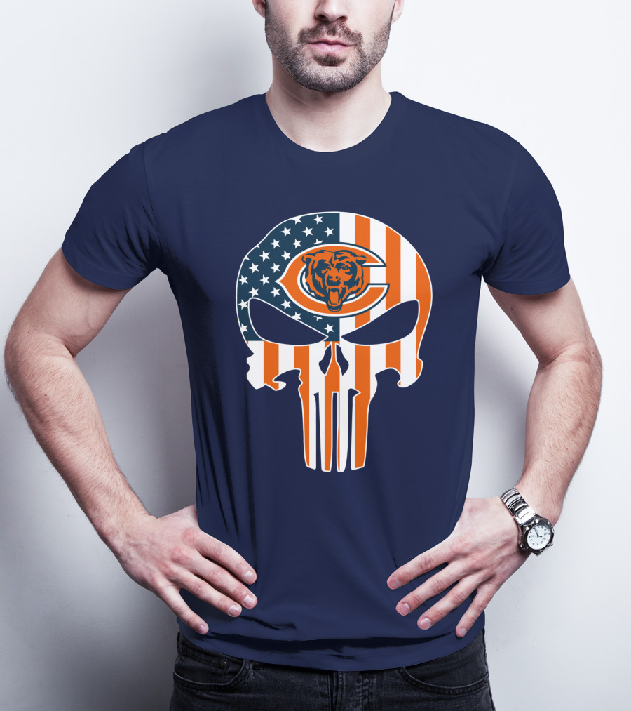 Chicago Bears Punisher American Flag T-Shirt