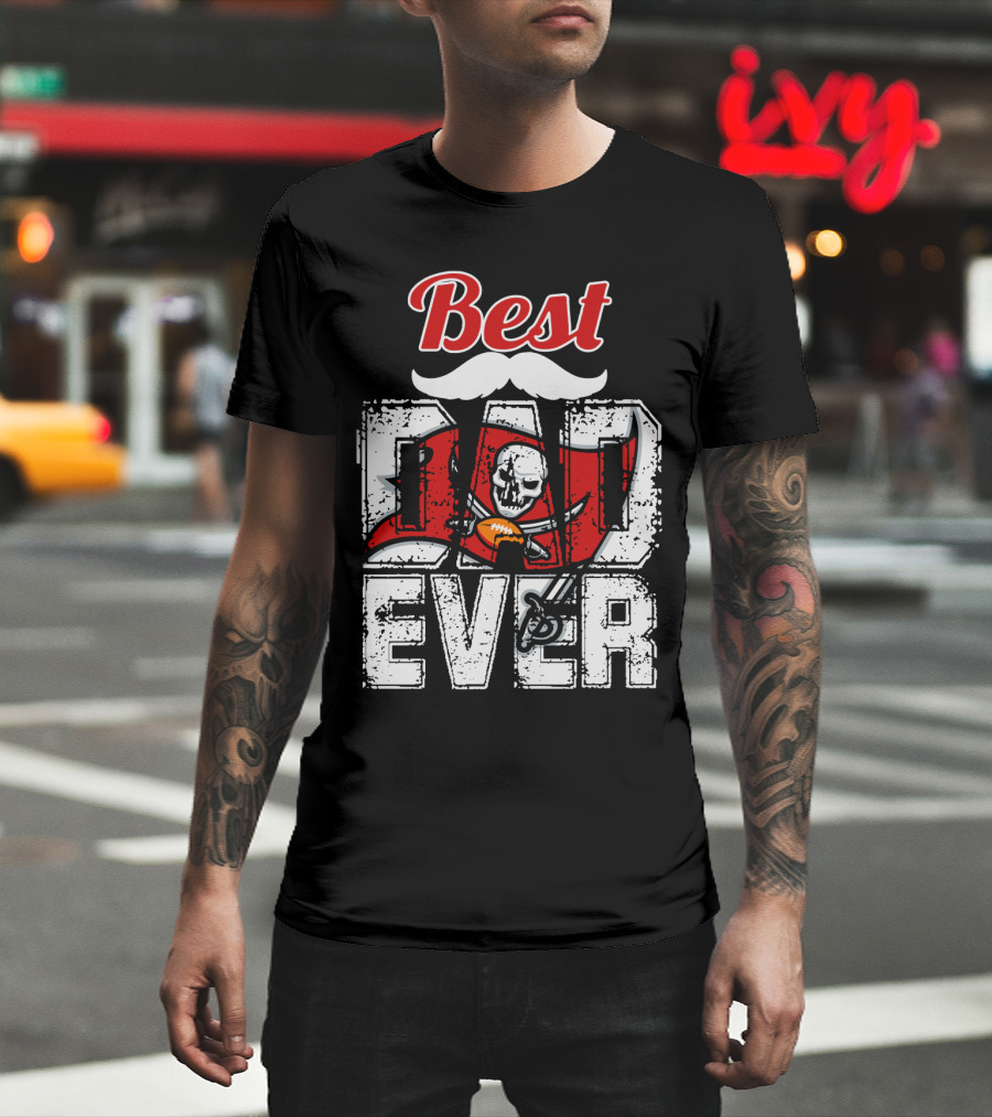 Best Dad Ever Buccaneers Football Skull Flag T-Shirt