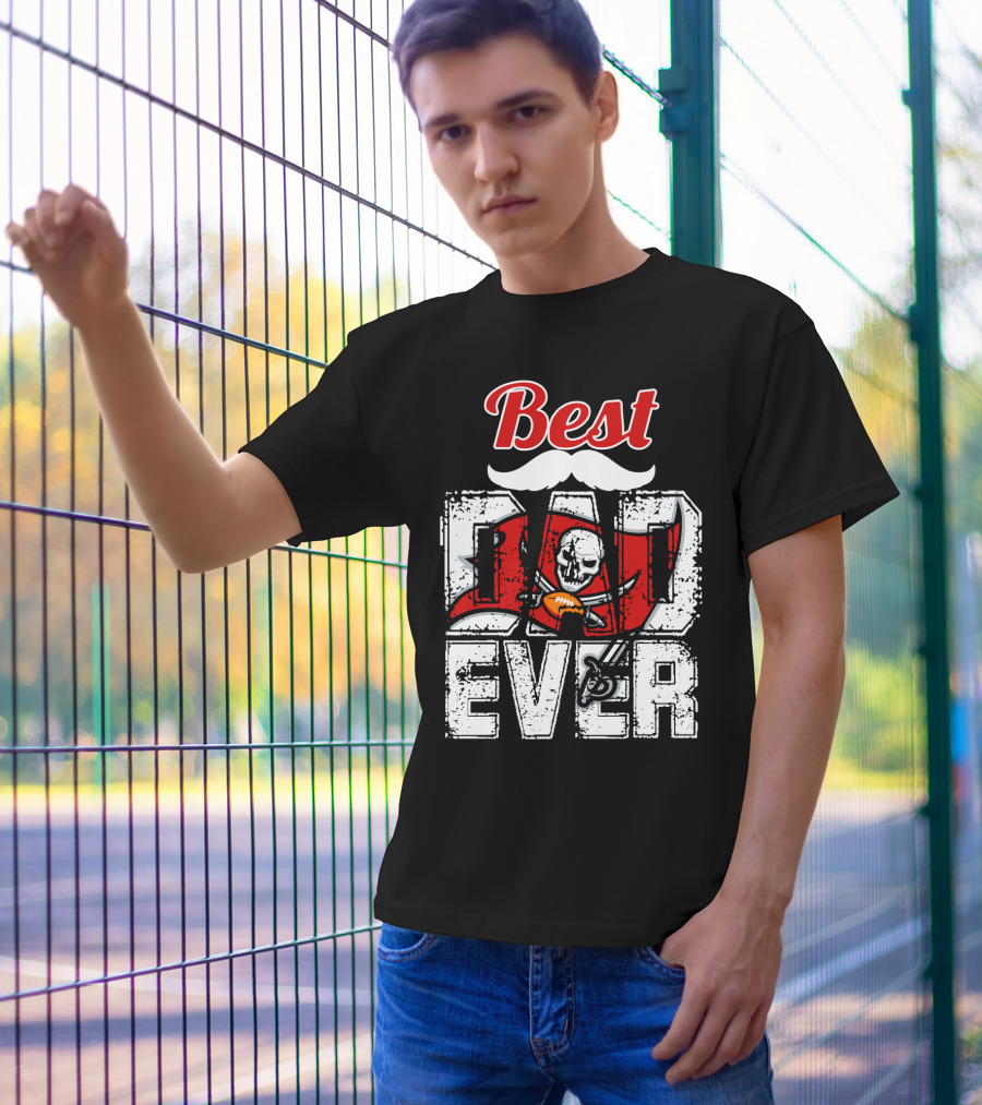 Best Dad Ever Buccaneers Football Skull Flag T-Shirt