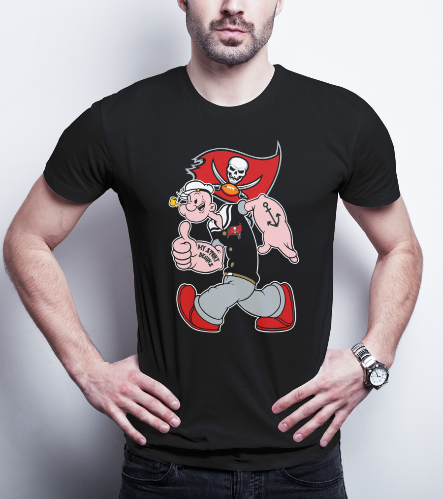 Buccaneers Pirate Popeye My Spicy Delight Skull Flag Football Anchor T-Shirt