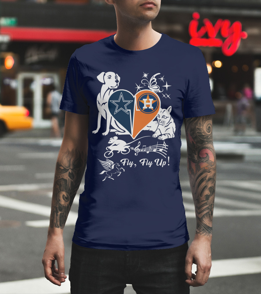 Cowboys Astros Heart Fly Fly Up Music Stars Butterfly Pegasus Dog Cat Mouse T-Shirt