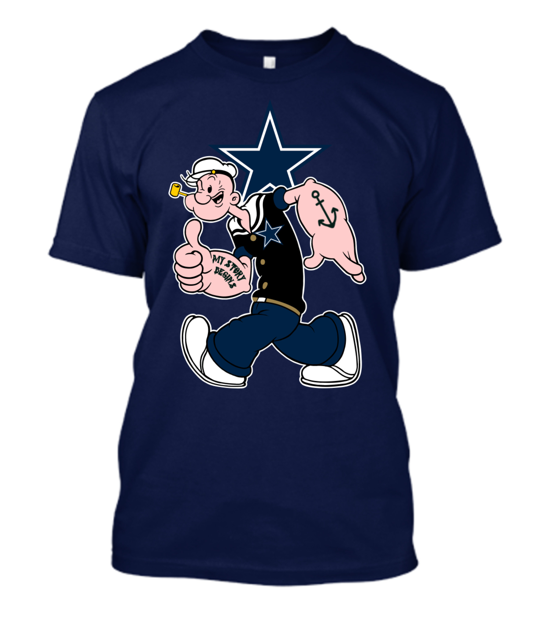 Dallas Cowboys Popeye My Story Began Star Anchor T-Shirt