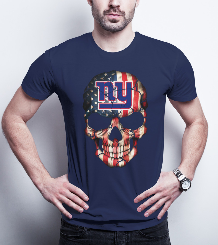 Ny Giants American Flag Skull T-Shirt