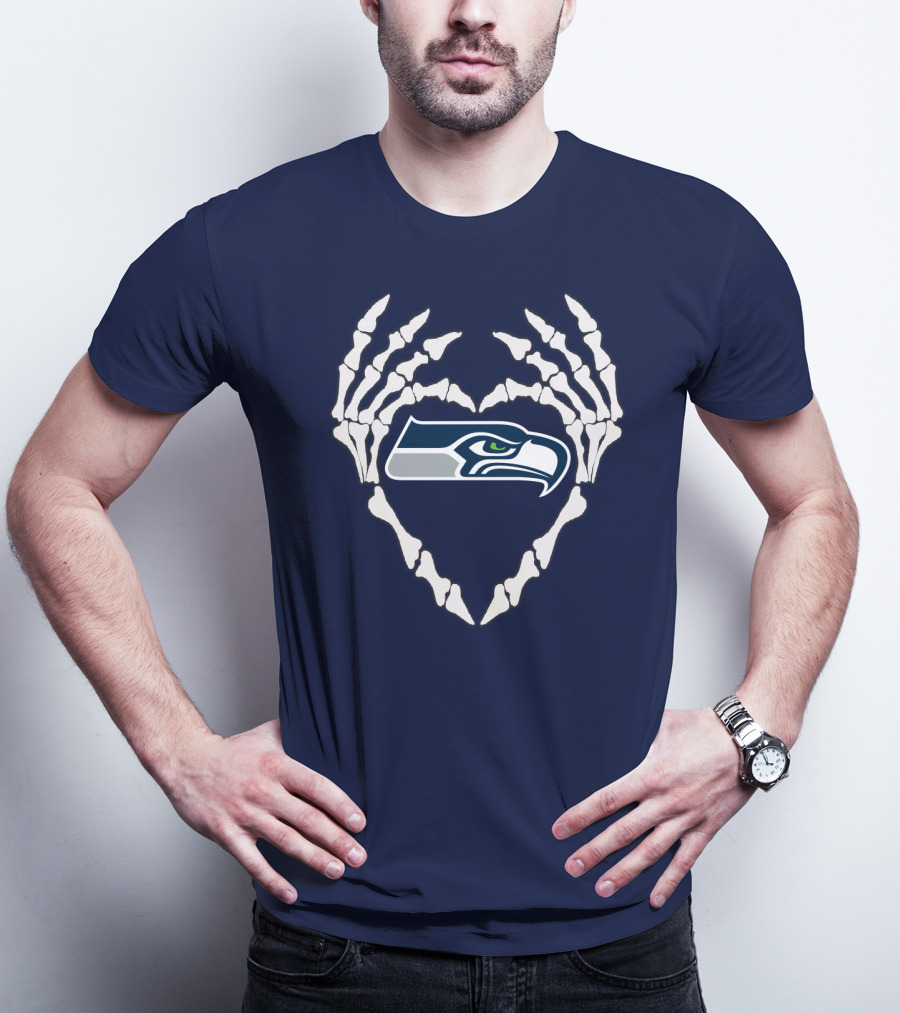 Seahawks Skull Bones Heart T-Shirt