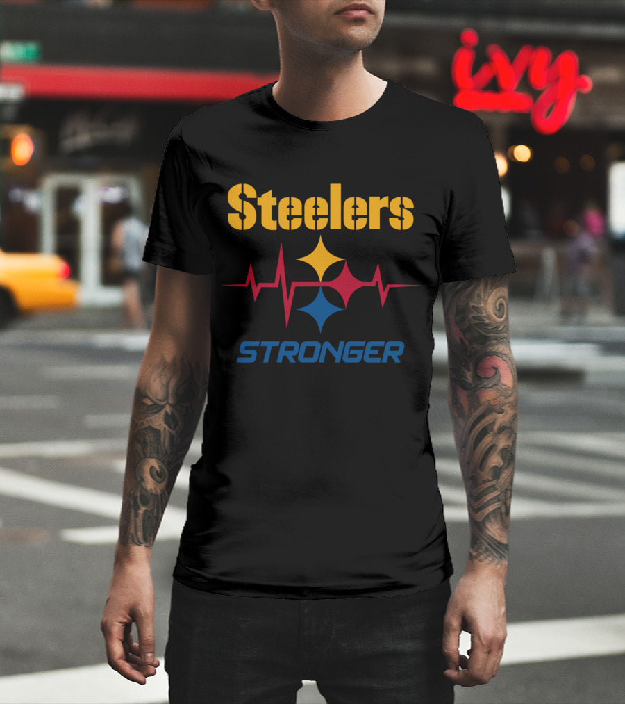 Steelers Stronger With Heartbeat And Iconic Star T-Shirt