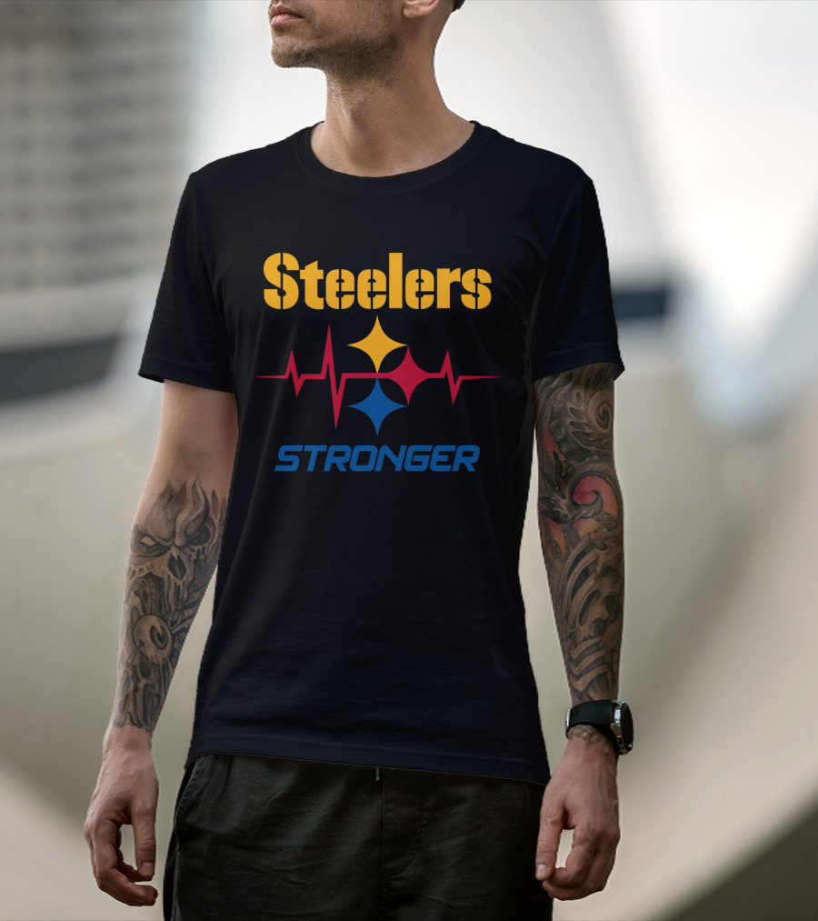 Steelers Stronger With Heartbeat And Iconic Star T-Shirt