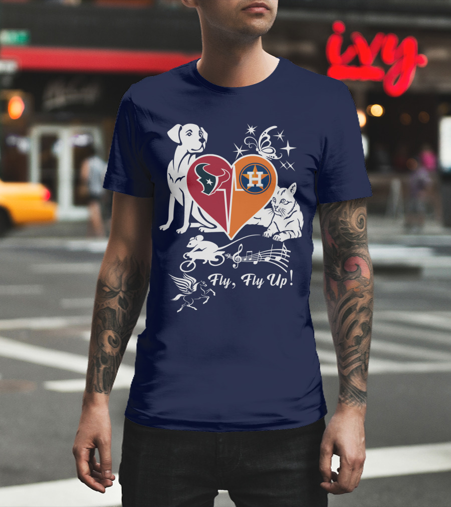 Houston Texans And Astros Love Fly Fly Up T-Shirt