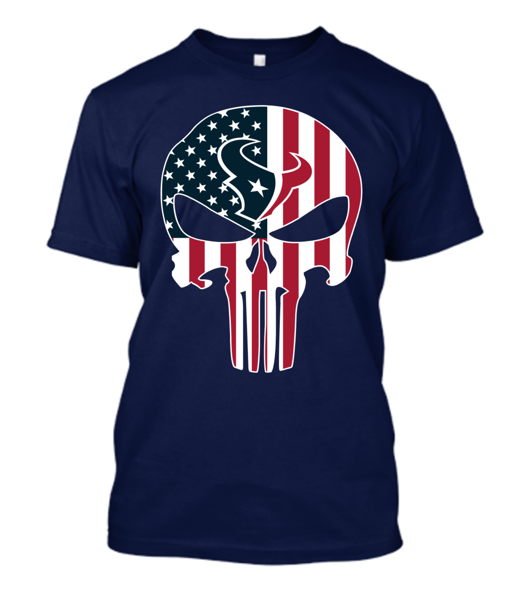 Texans Punisher Skull American Flag T-Shirt