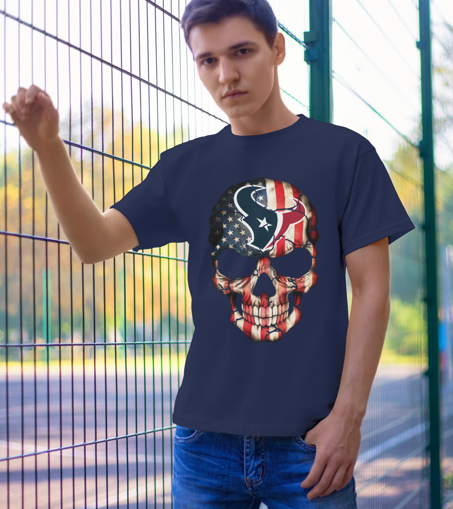 Texans Skull American Flag T-Shirt