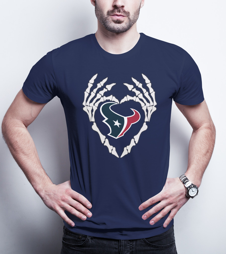 Texans Skeleton Hands Heart T-Shirt