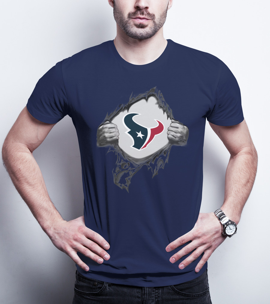 Texans Strong Bull Logo Rip Patriots T-Shirt
