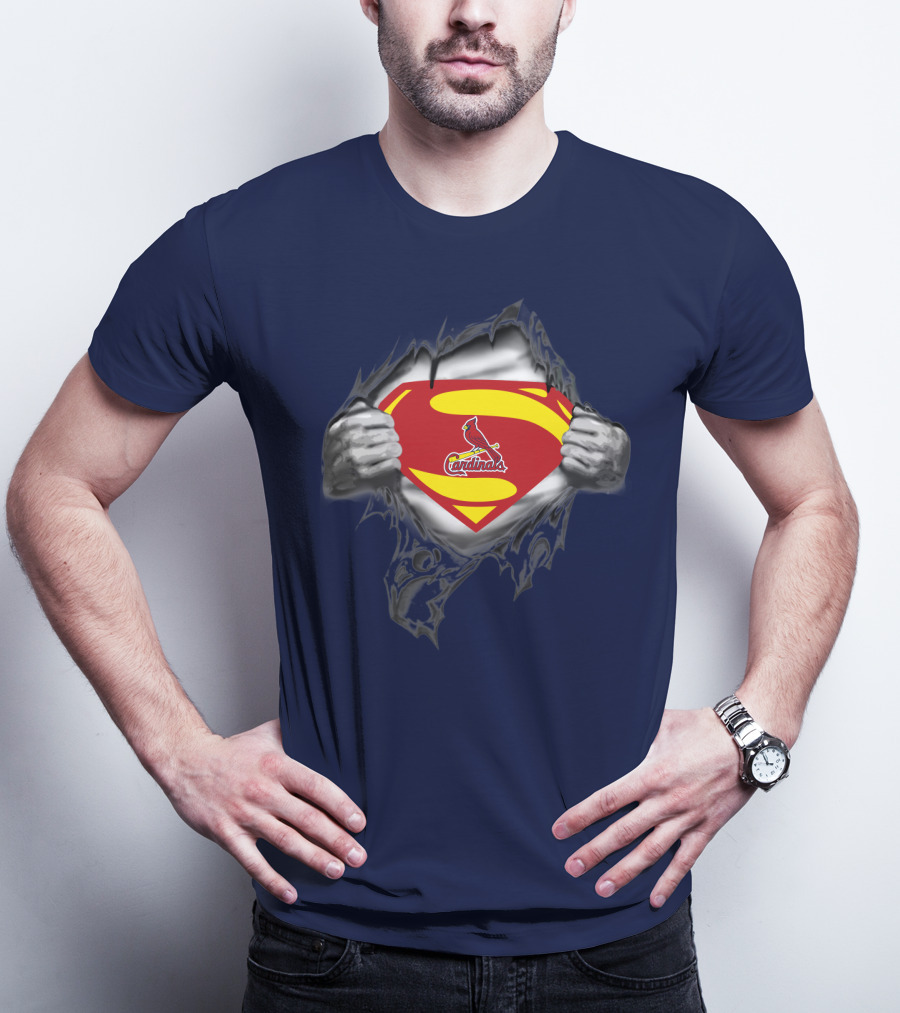 Superman St. Louis Cardinals Fan Emblem Tear T-Shirt
